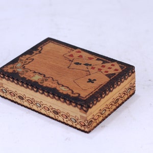 Vintage Playing Card Case, Wooden Card Case, Wood Card Box, Wooden Card ...