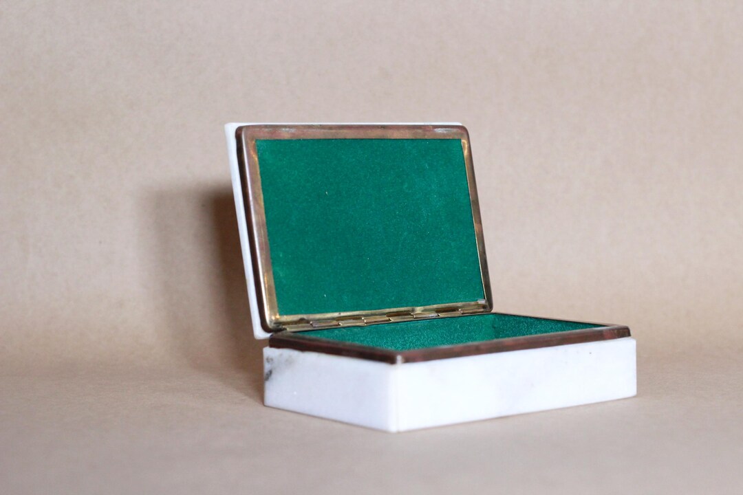 Marble Jewellery Box, Old Trinket Box, Old Box With Brass Ornaments ...