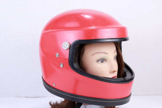 Vintage Motorcycle Helmet - 1980s Helmet - Red/Black … - Gem