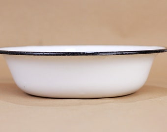 White Enamel Wash Basin, Vintage Enamel Farm Basin - Etsy
