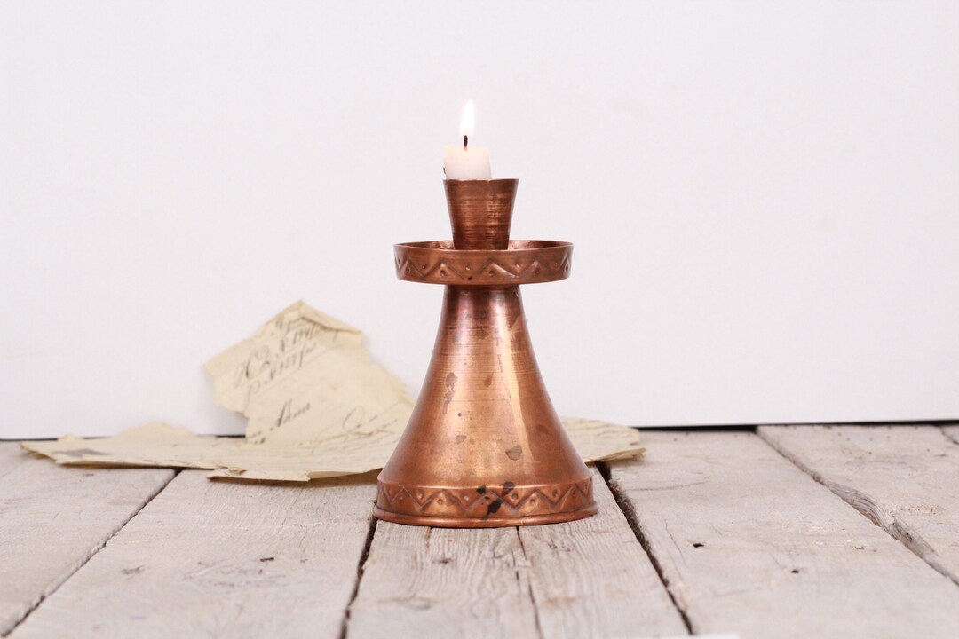 Vintage Hand Hammered Copper Candle Holder, Candlestick - Etsy