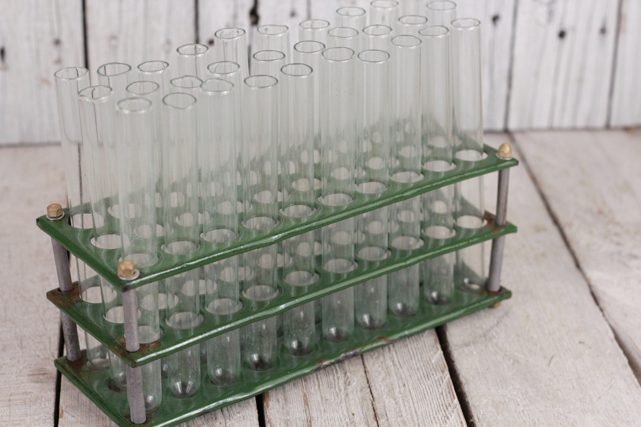 Enameled Test Tube Holder With 30 Glass Test Tubes Vintage - Etsy UK