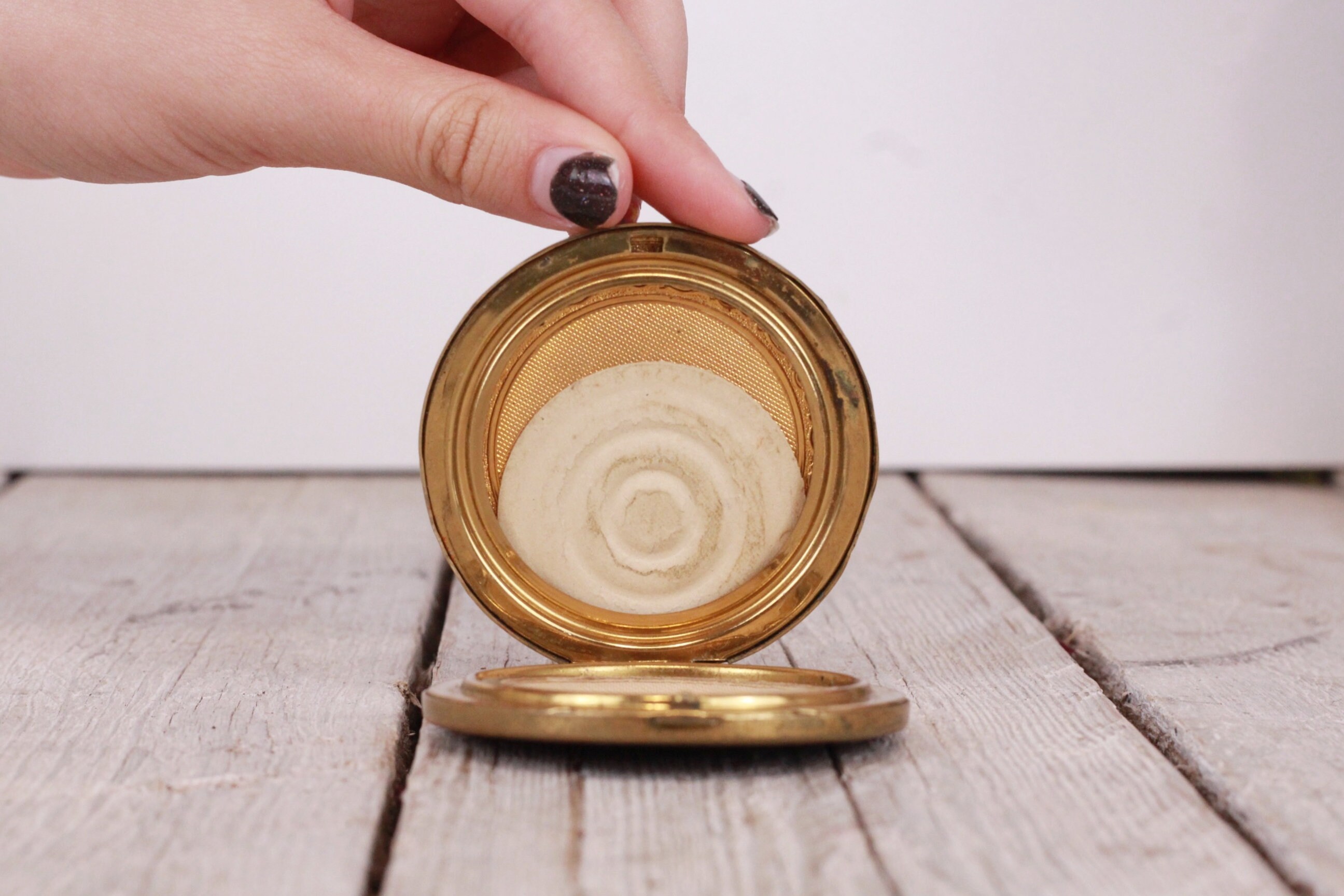 Antique Brass Powder Box with Lid | Etsy