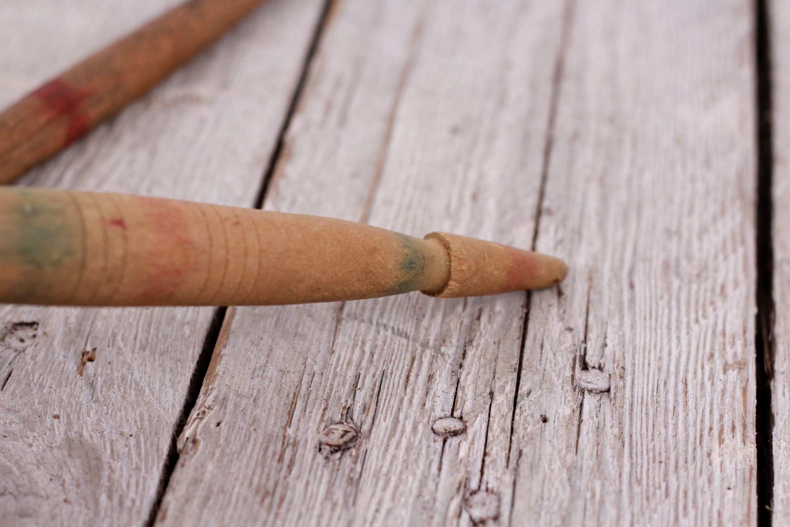 Vintage Wooden Spindles Set of 2 Wool Spinning Primitive | Etsy