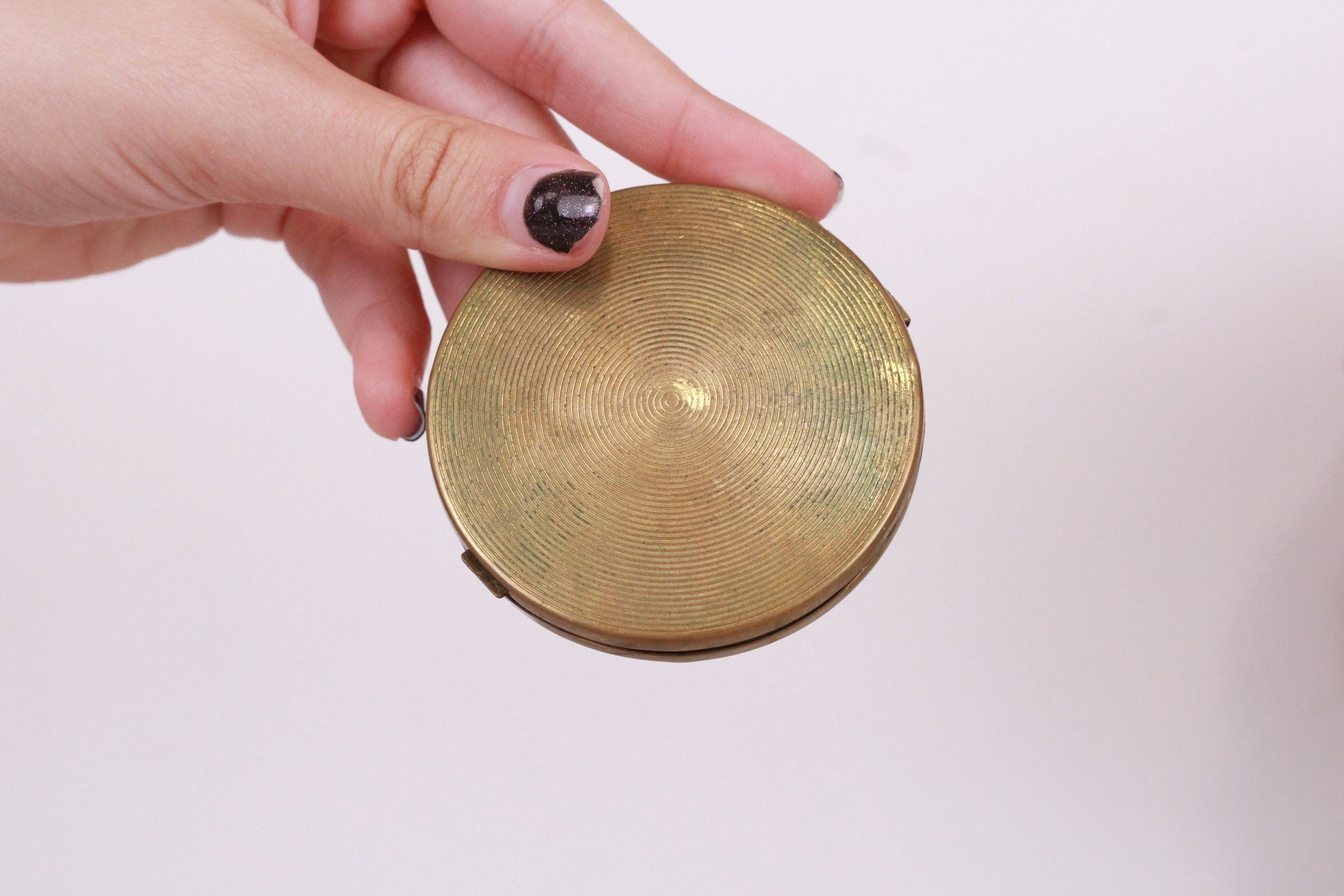 Antique Brass Powder Box with Lid | Etsy