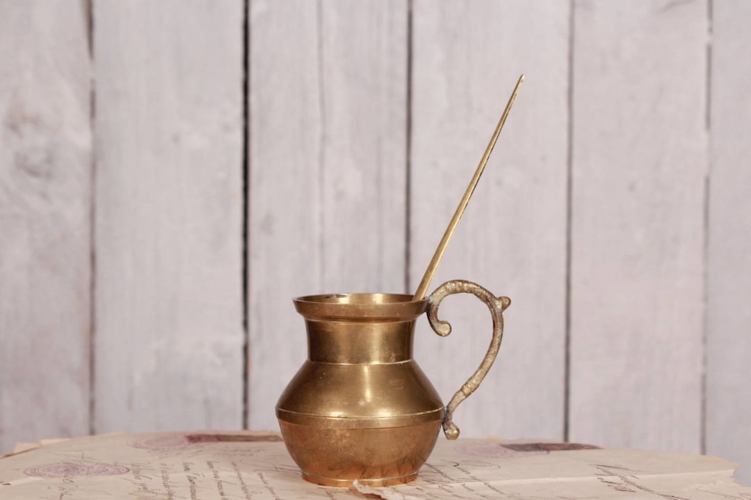 Brass Jug, Brass Jug With Spoon, Brass Pitcher, Brass Jar Jug, Solid ...