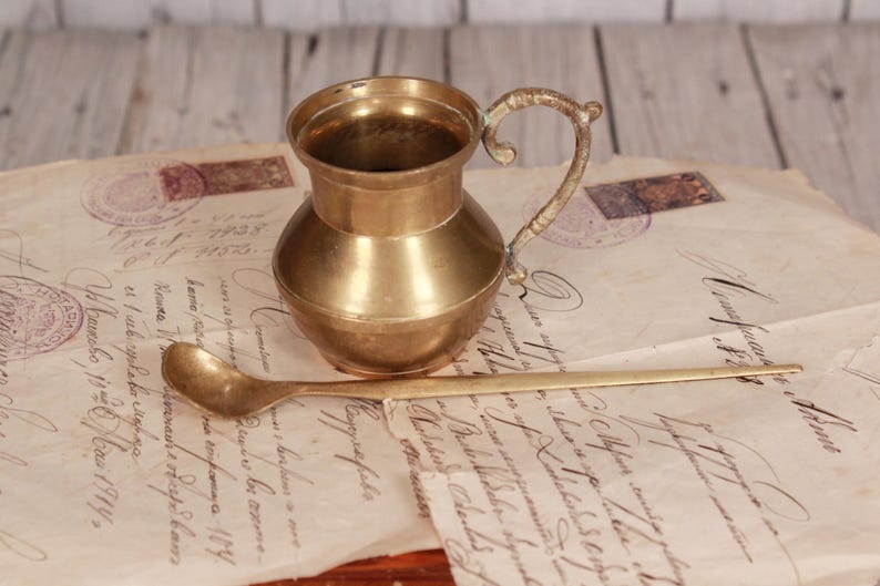 Brass Jug Brass Jug With Spoon Brass Pitcher Brass Jar Jug | Etsy