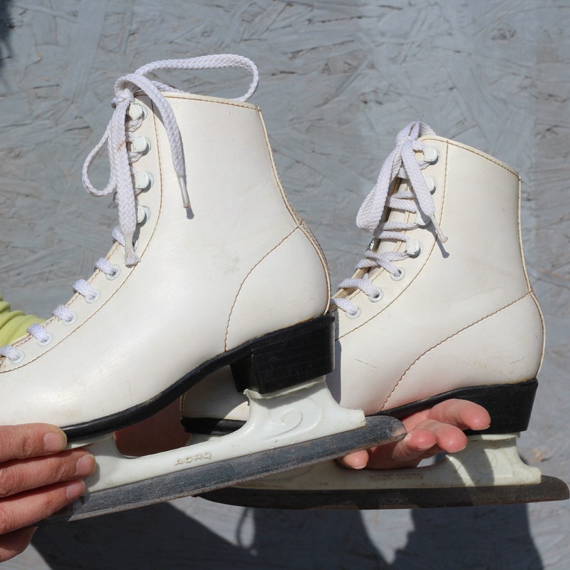 White Vintage Ice Skates - Etsy