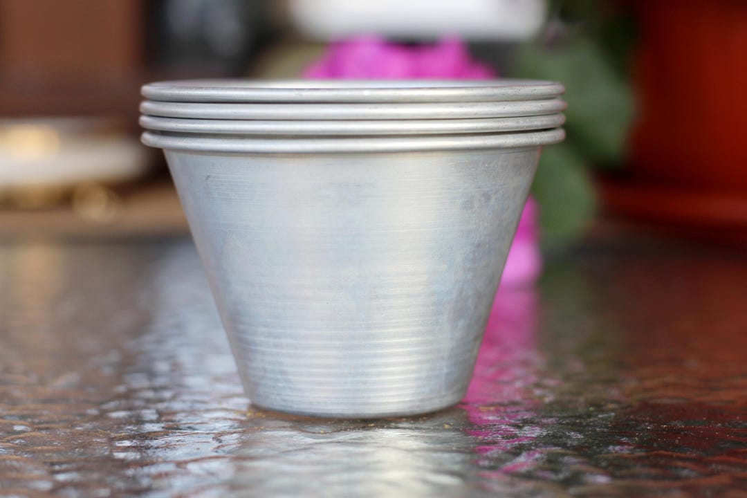 Vintage Aluminum Caramel Custard Cups: Set of Four, 1960s Baking - Etsy