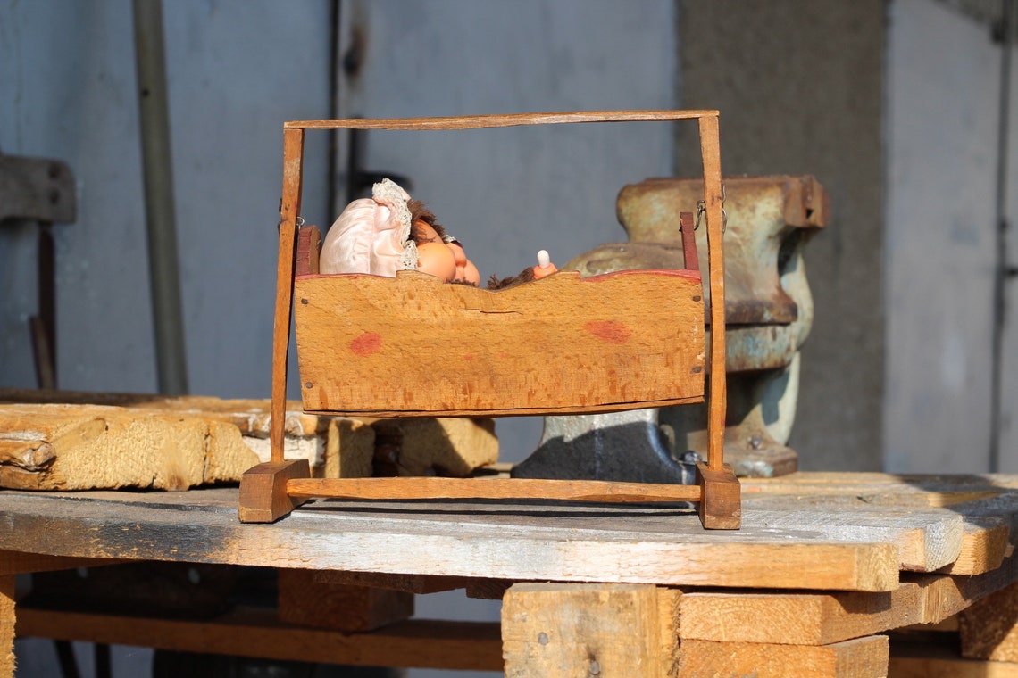 Vintage Wooden Toy Furniture Small Cradle for Doll Hand Made - Etsy