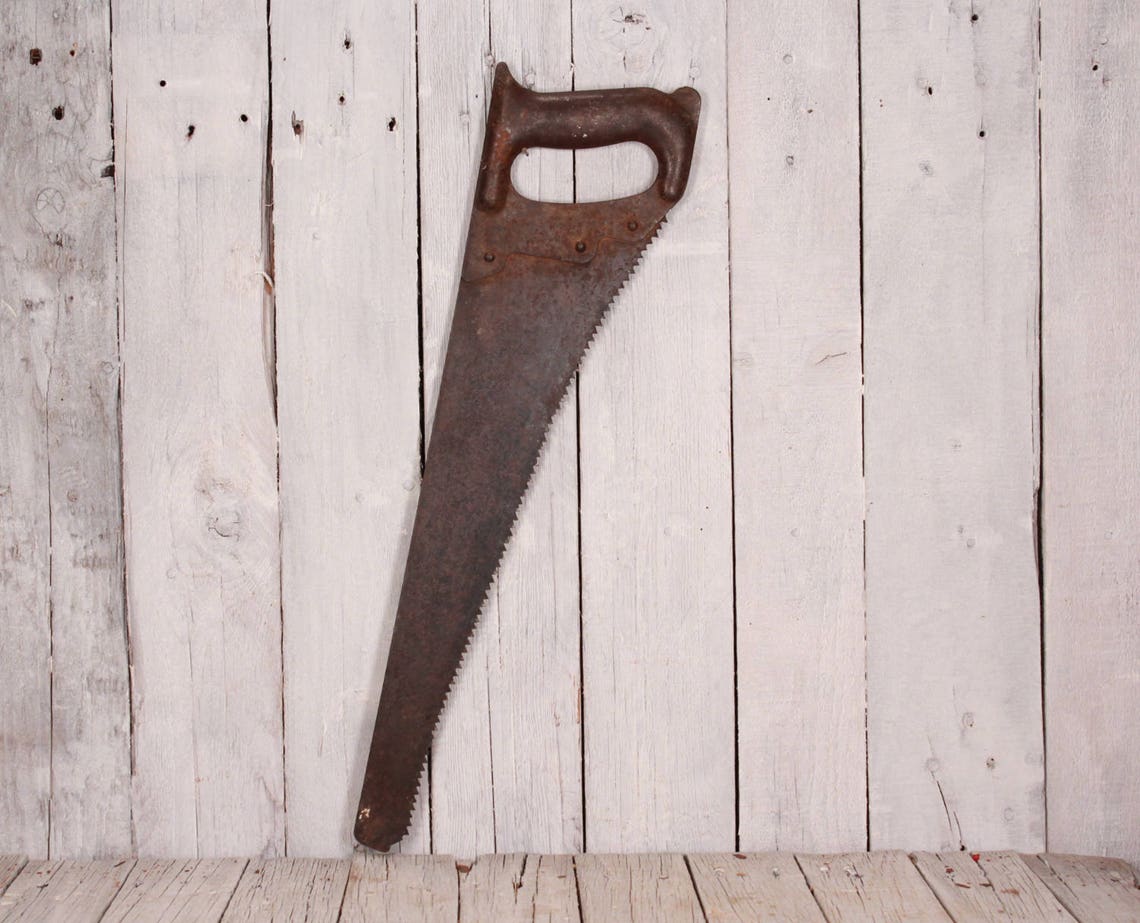 Vintage Hand Saw Big Saw Metal Handle Saw Wood Working | Etsy