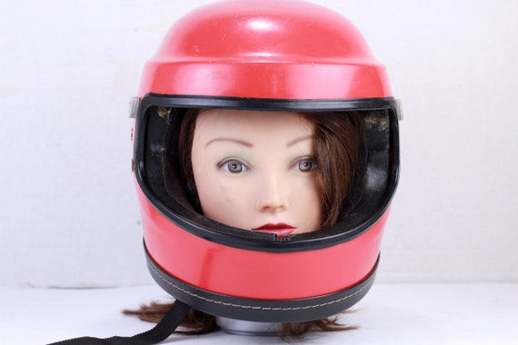Vintage Motorcycle Helmet - 1980s Helmet - Red/Black … - Gem