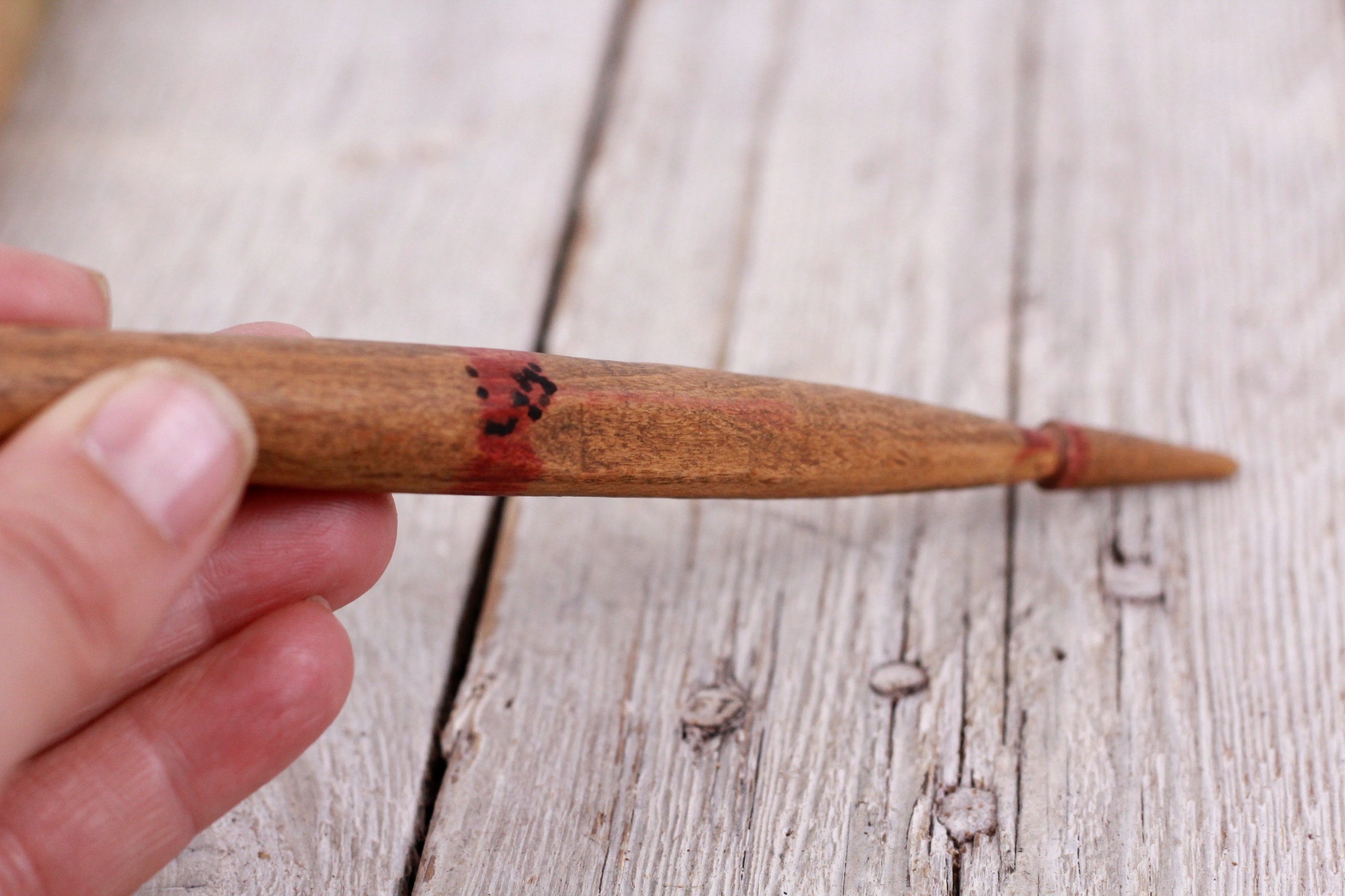 Vintage Wooden Spindles Set of 2 Wool Spinning Primitive | Etsy