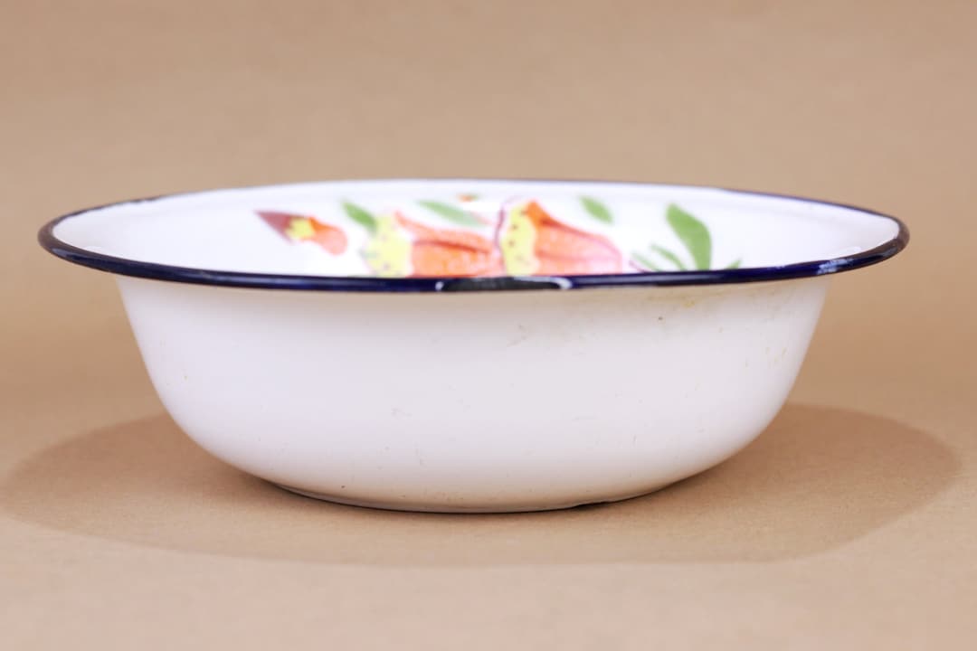 Vintage White Enamel Basin: Antique Country Enamelware Bowl - Etsy