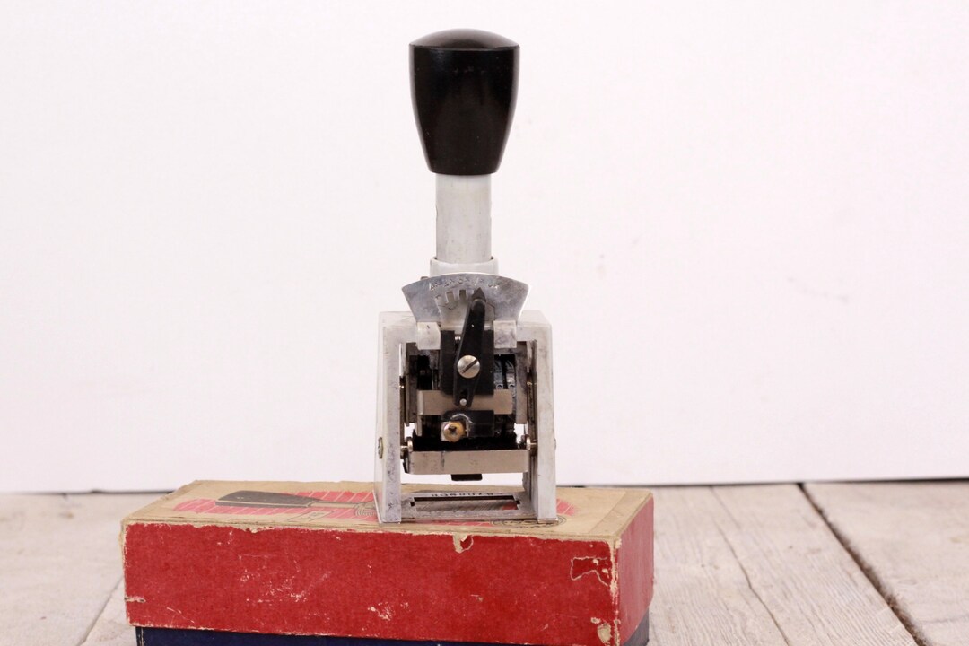 Vintage Numbering Date Stamp Numbering Machine Hand Stamp Ink Metal ...
