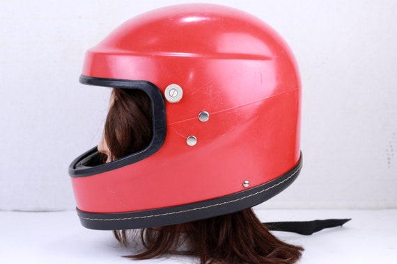Vintage Motorcycle Helmet - 1980s Helmet - Red/Black … - Gem