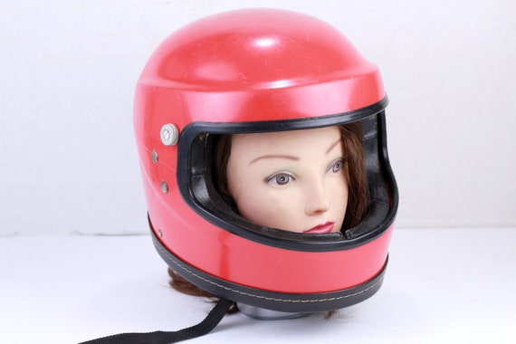 Vintage Motorcycle Helmet - 1980s Helmet - Red/Black … - Gem