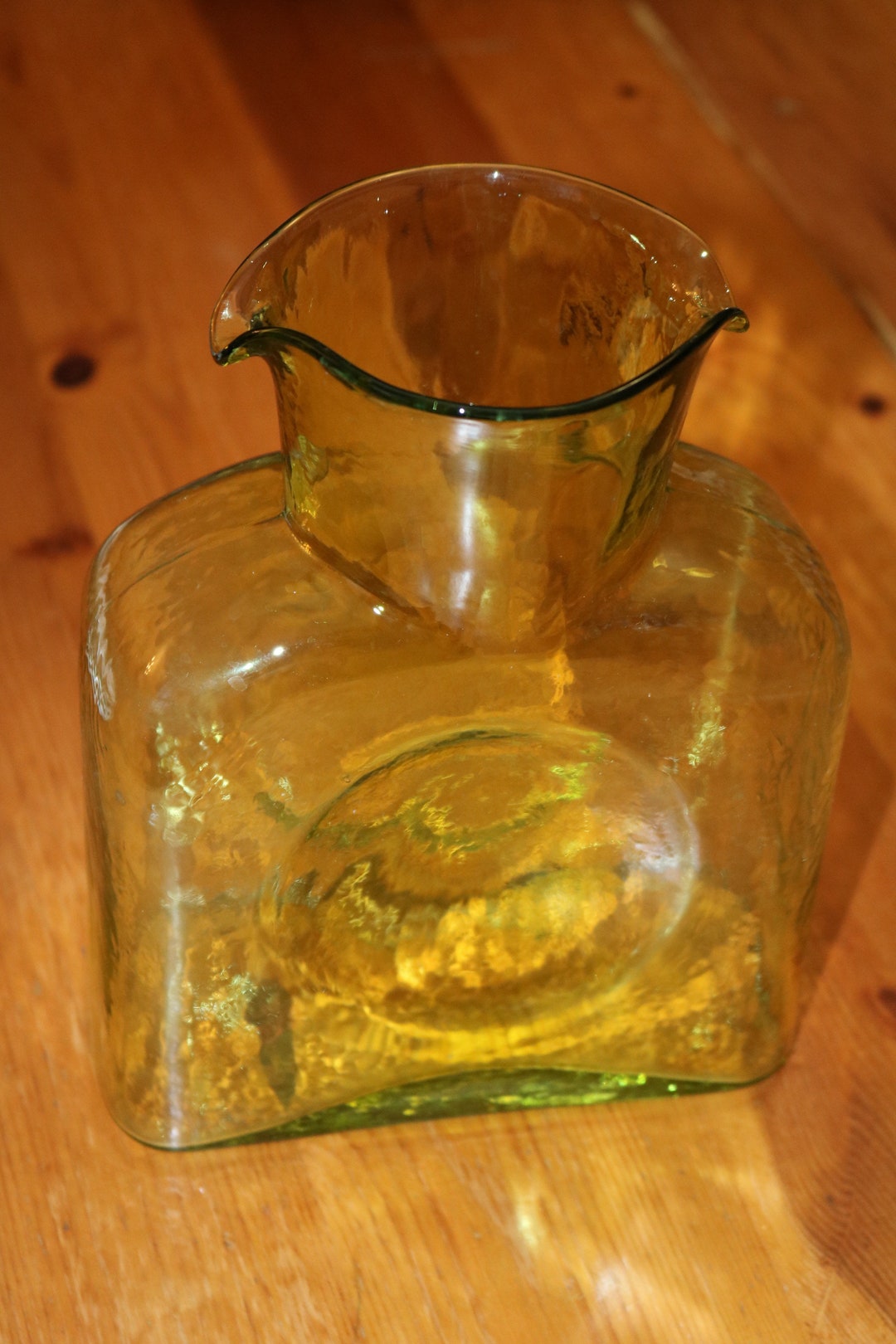 Vintage Handmade Blenko Double Spout Square Art Glass Water Pitcher Jug Vase - Etsy