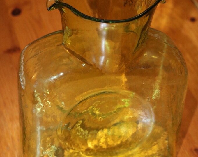 Vintage Handmade Blenko Double Spout Square Art Glass Water Pitcher Jug ...