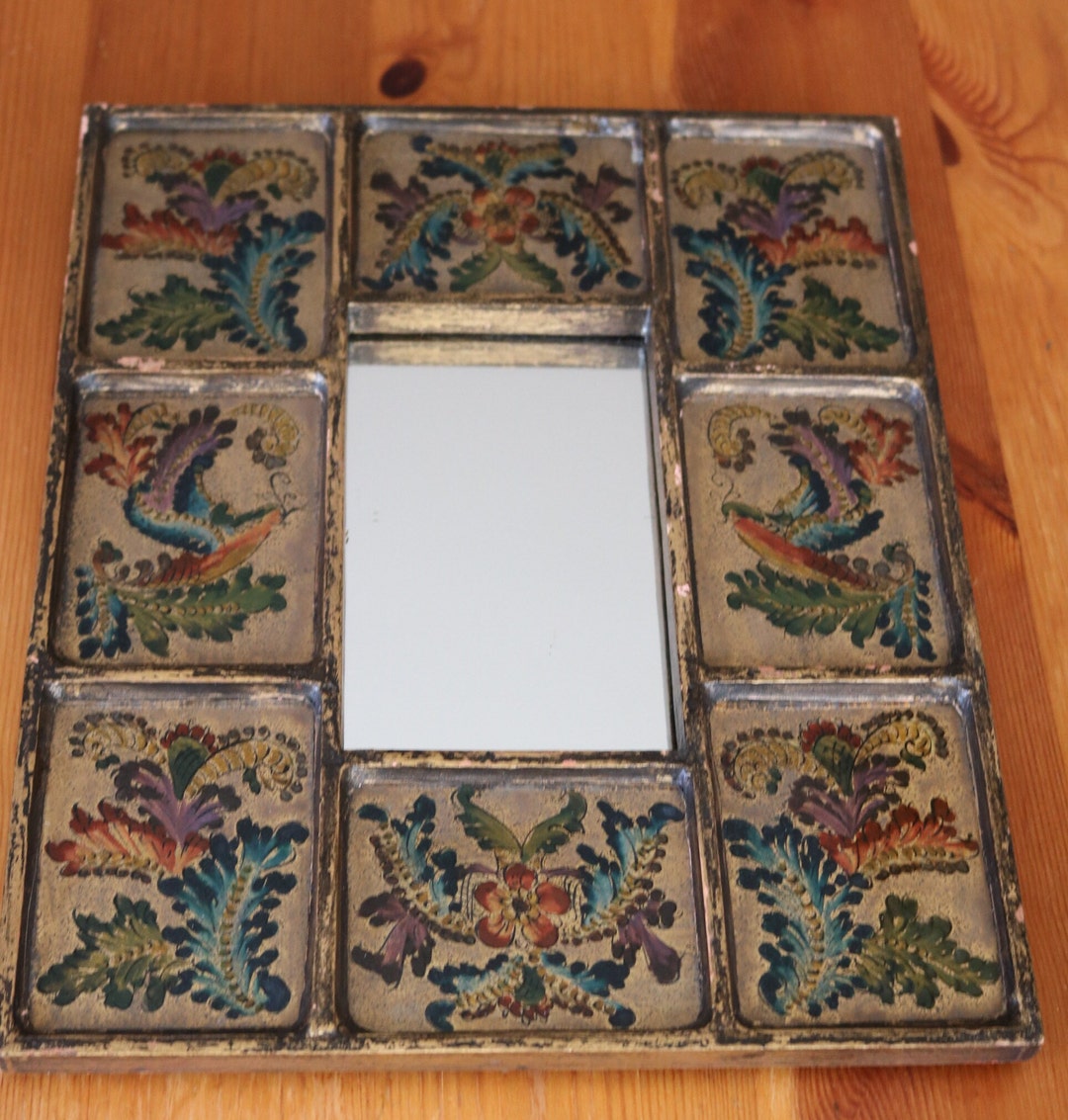 Vintage Peruvian Folk Art Handmade in Peru Reverse Painted Mirror With ...