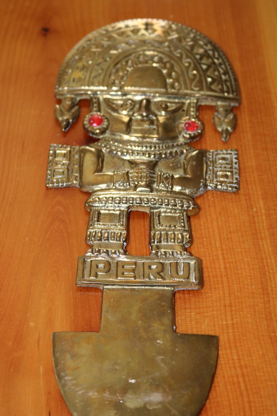 Very Large Vintage Peruvian Brass Wall Hanging- Cusco Peru Decor ...