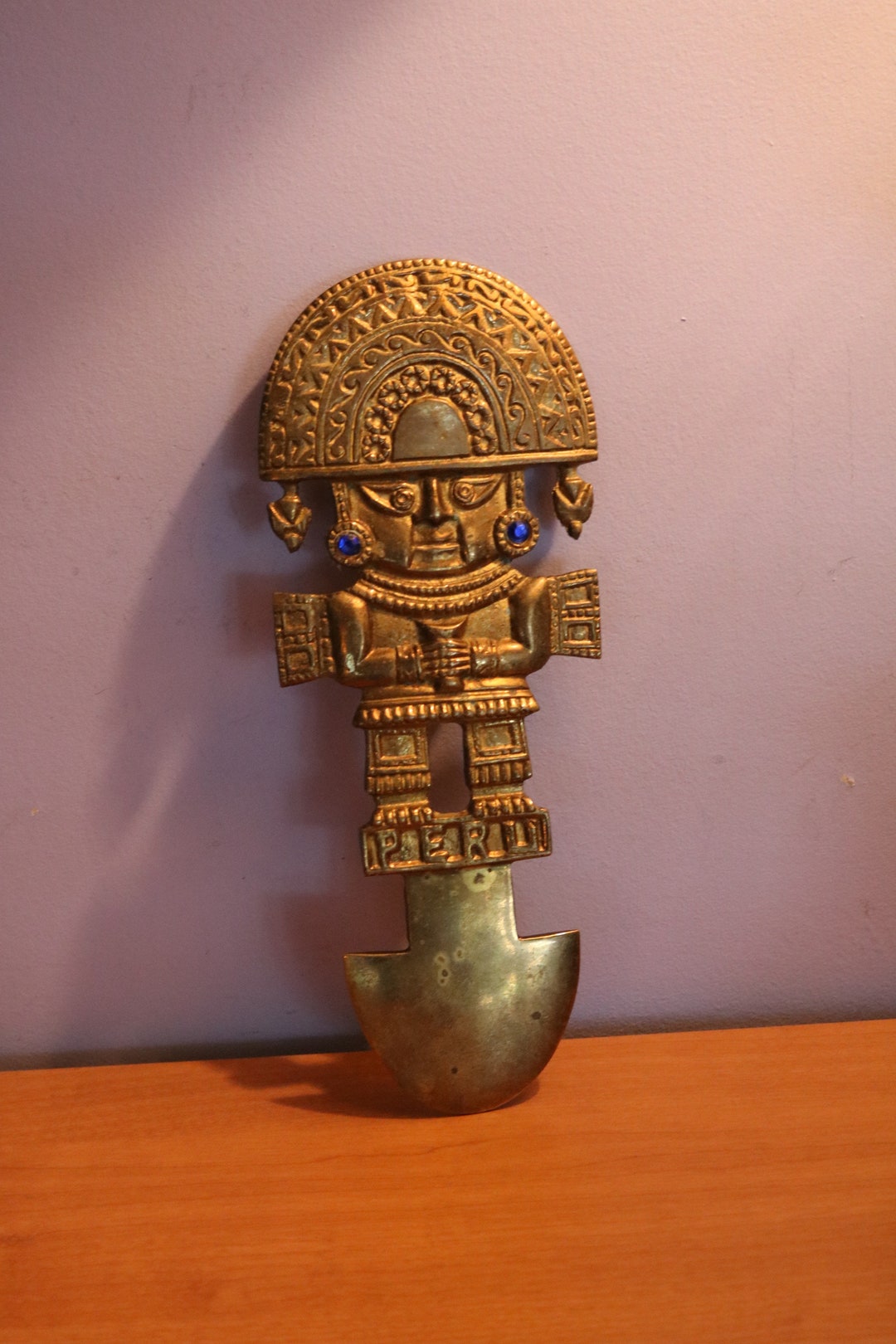 Very Large Vintage Peruvian Brass Wall Hanging- Cusco Peru Decor ...