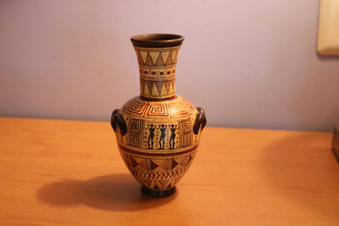 Handmade and Hand Painted Vase From Greece - Etsy