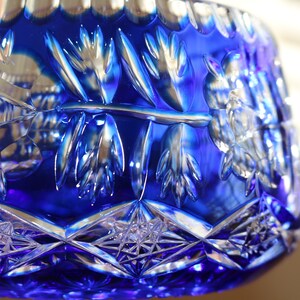 Vintage Czeh Bohemian Cobalt Blue Cut to Clear Led Crystal Glass Bowl ...