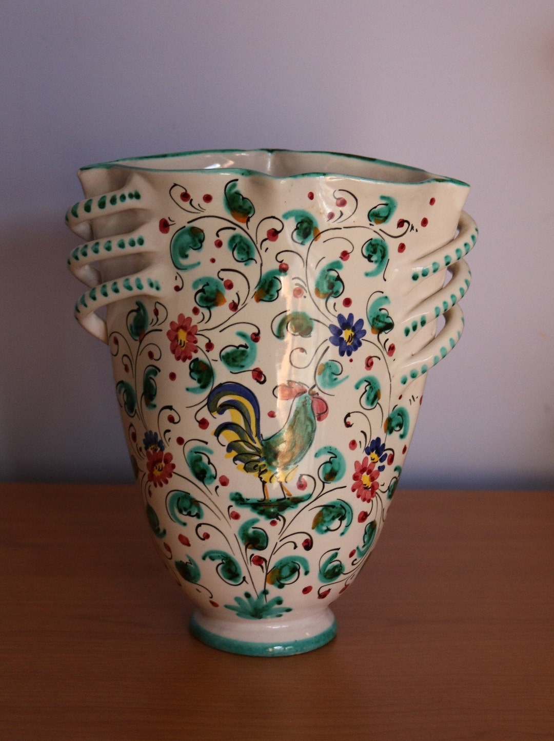 Vase Rooster Italian Pottery Hand Made and Hand Painted - Etsy