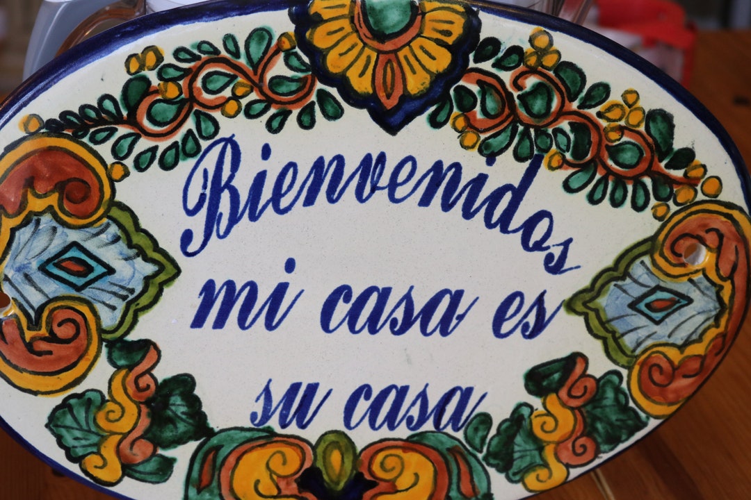 Talavera Bienvenidos Plaque Welcome Plaque Home Décor Folk Art Mexican ...