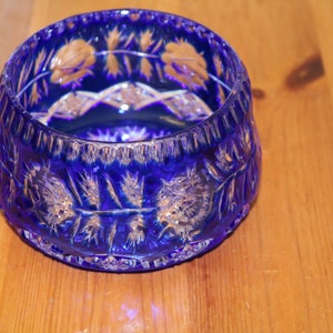Vintage Czeh Bohemian Cobalt Blue Cut to Clear Led Crystal Glass Bowl ...