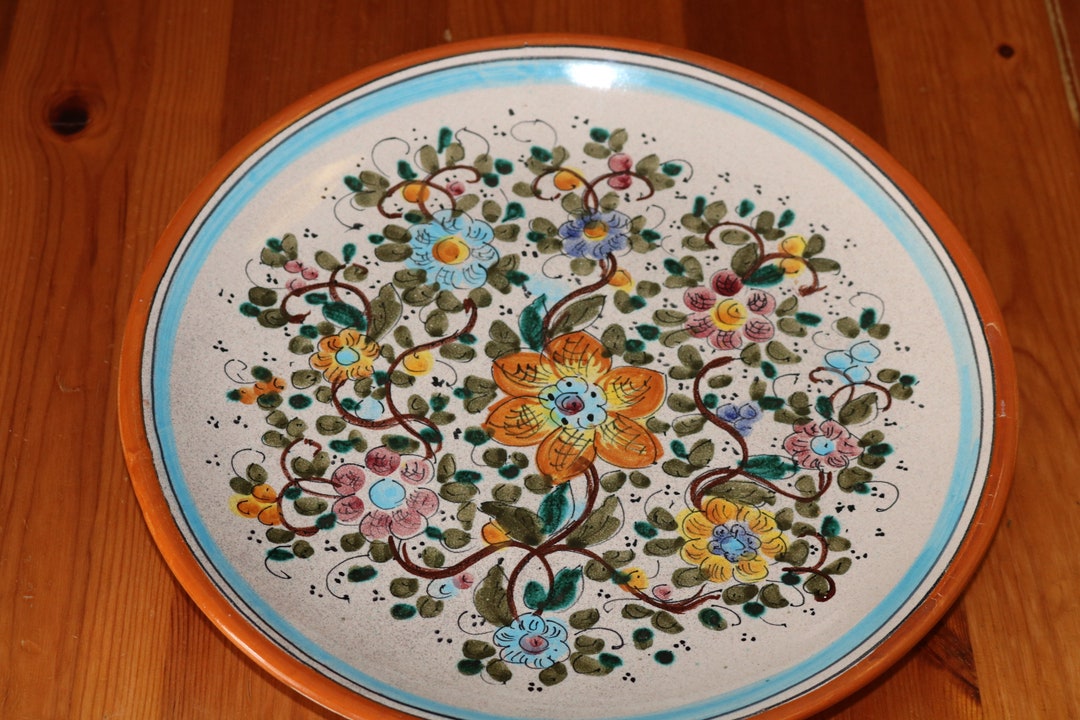 Large Hand Painted Mario Sambuco Deruta Ceramic Italy 12.5" Diameter - Etsy