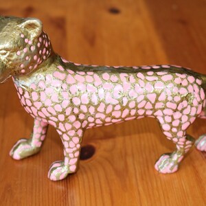Leopard Statue in Golden Color Rare Metal Crafts Decorative Panther ...
