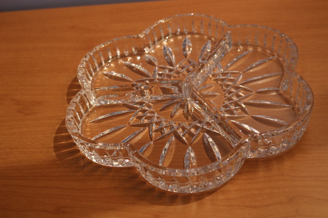 Waterford Crystal Lismore Relish Dish Shamrock Clover Shape Crystal ...