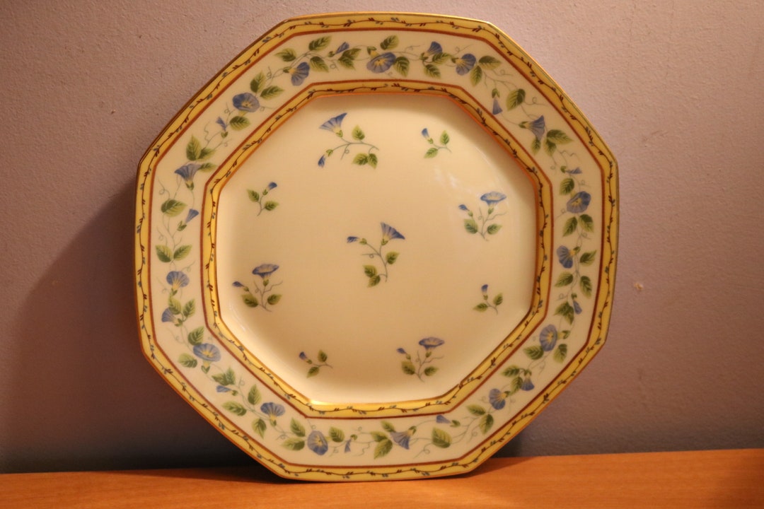 Ceralene Raynaud Limoges Morning Glory Spray Octagonal Luncheon Plate ...