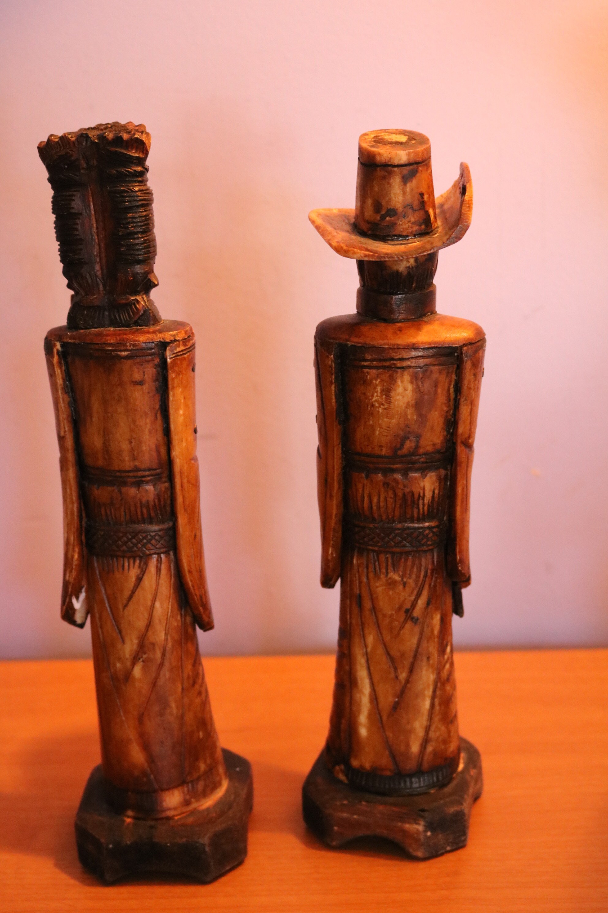 Antique Chinese Man and Woman Fisherman and Fisherwoman Bone Statue ...