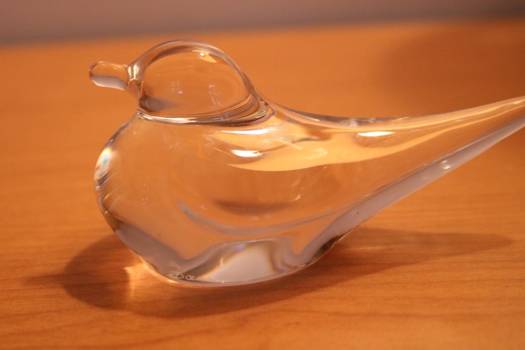 Signed Daum France Crystal Bird Paperweight - Etsy