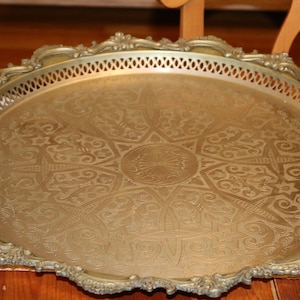 Antique Moroccan Tray, Islamic Engraved Tray, Large Silver Tray Morocco ...