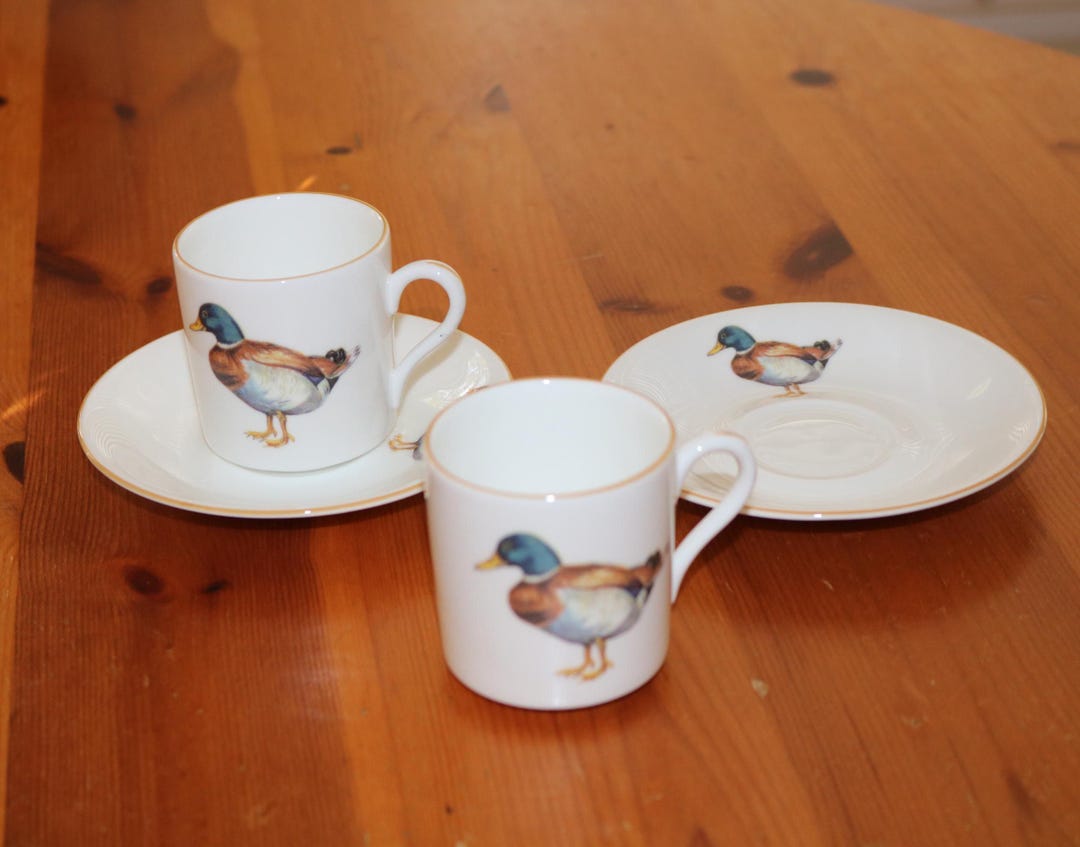 Mallard Duck Tea Cups and Saucers, Duchess Bone China, Tea Set of Two ...