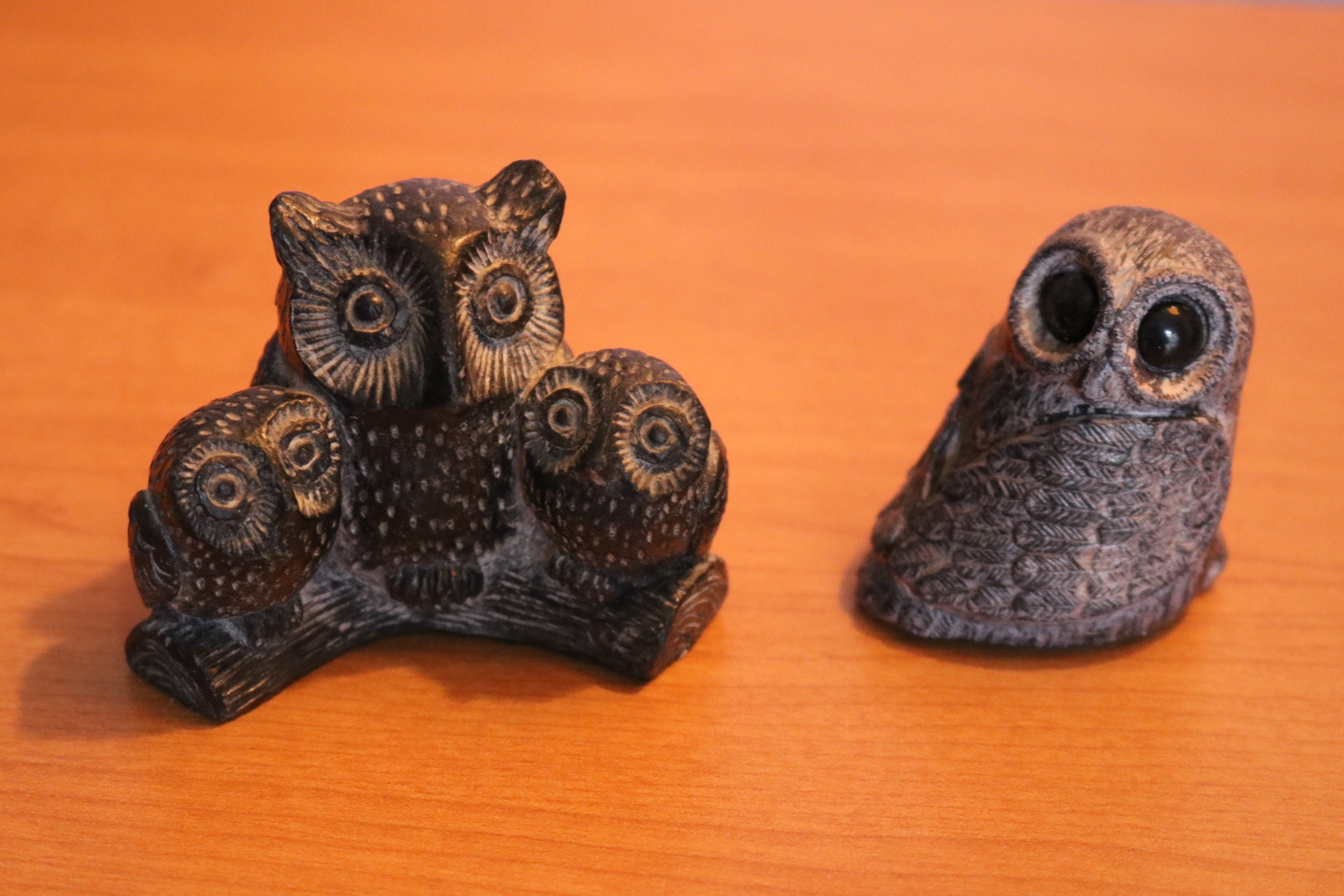 Vintage A Wolf Original the Wolf Sculptures Canada Family of Owls - Etsy