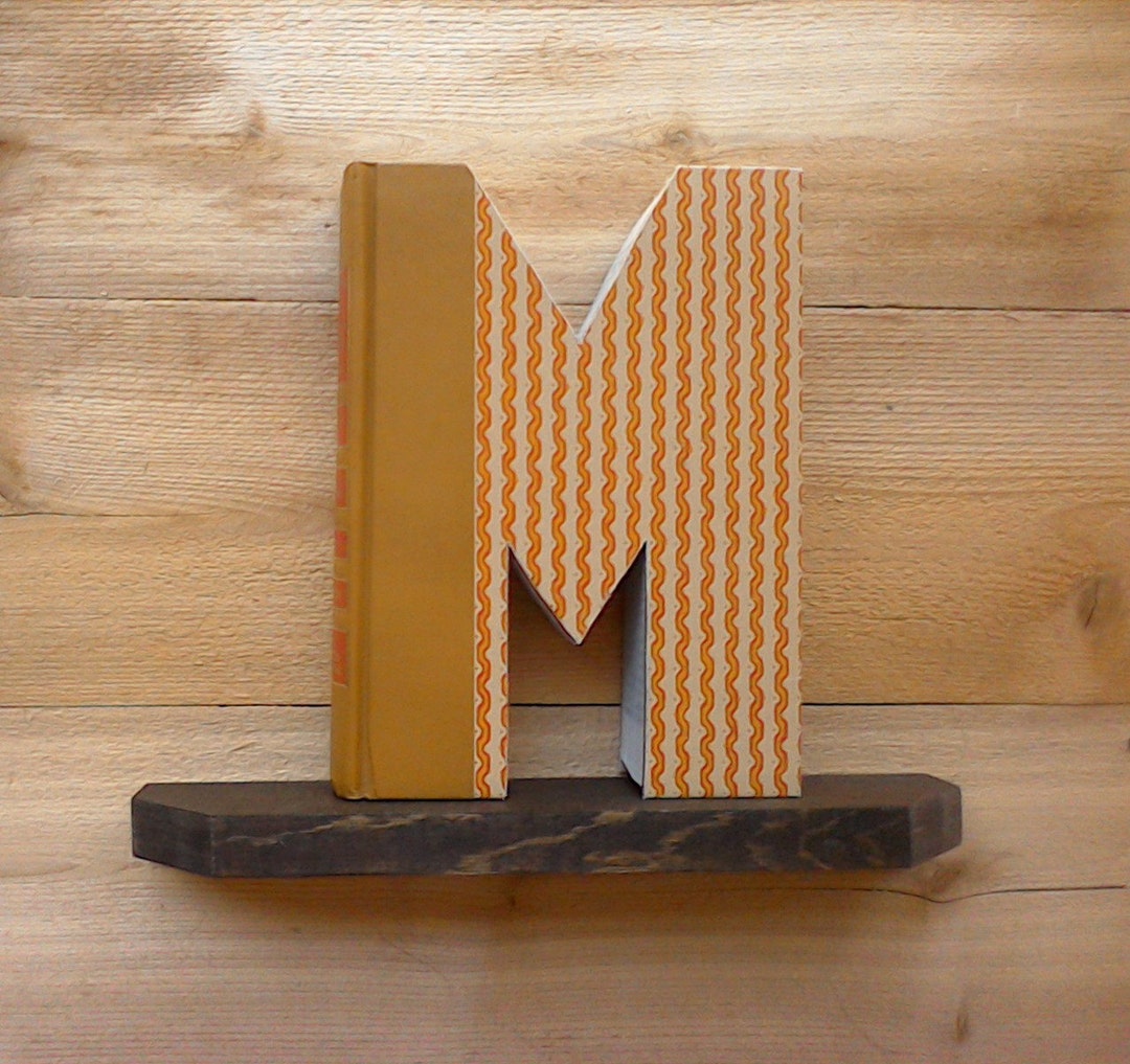 BOOK LETTER (M), #242 ... Ready Made Letter, Cut Book Letter, New Mom ...