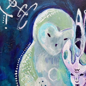 Alien Owl Original Acrylic Painting on Canvas Surreal Owl Wall Art ...