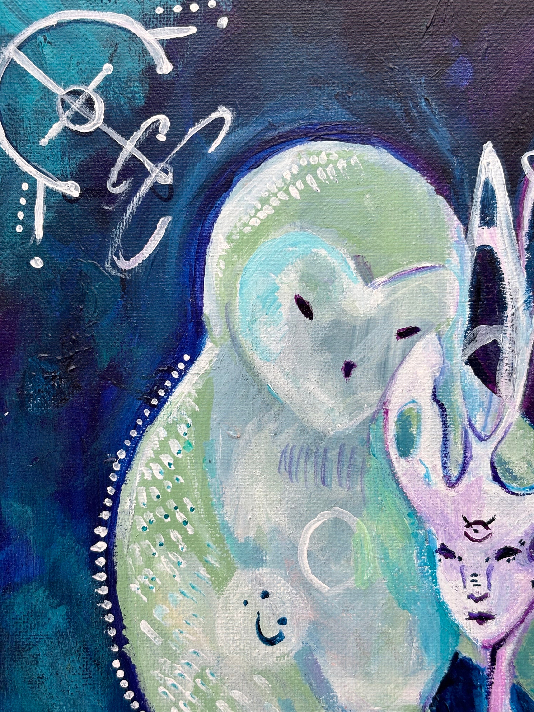 Alien Owl Original Acrylic Painting on Canvas Surreal Owl Wall Art ...