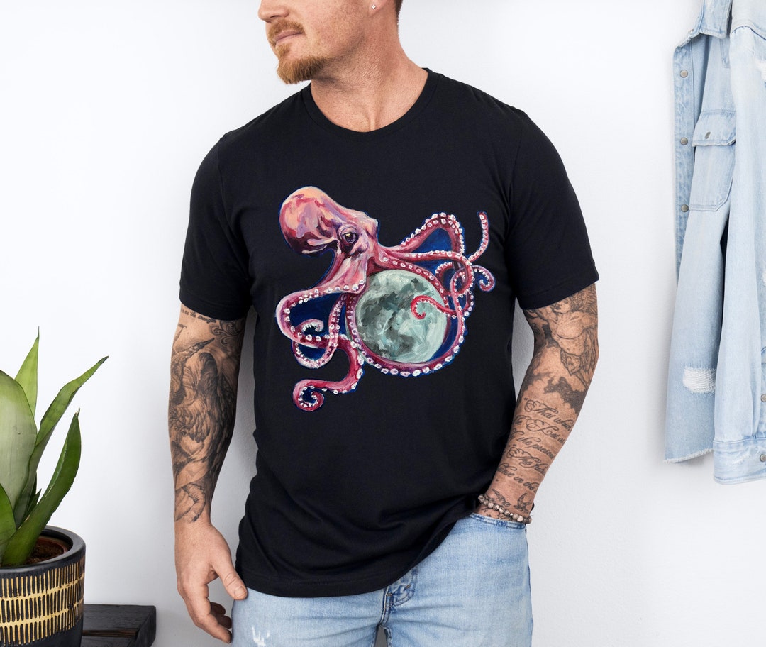 Octopus Shirt Men Ocean T Shirt Gifts for Moon Lovers Kraken Shirt Alt ...
