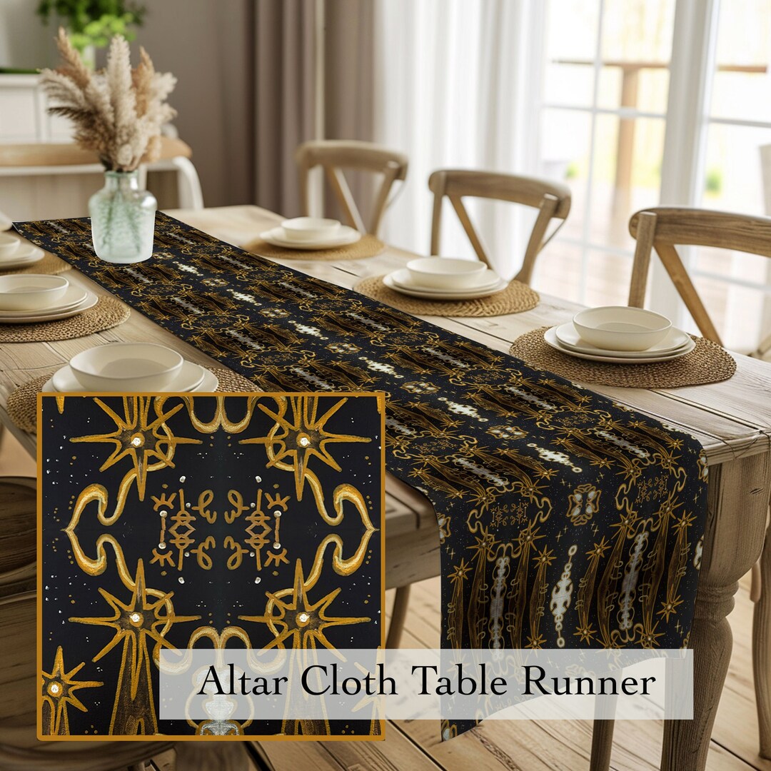 Celestial Altar Cloth Witchy Dining Room Table Decor Altar Table Gold ...