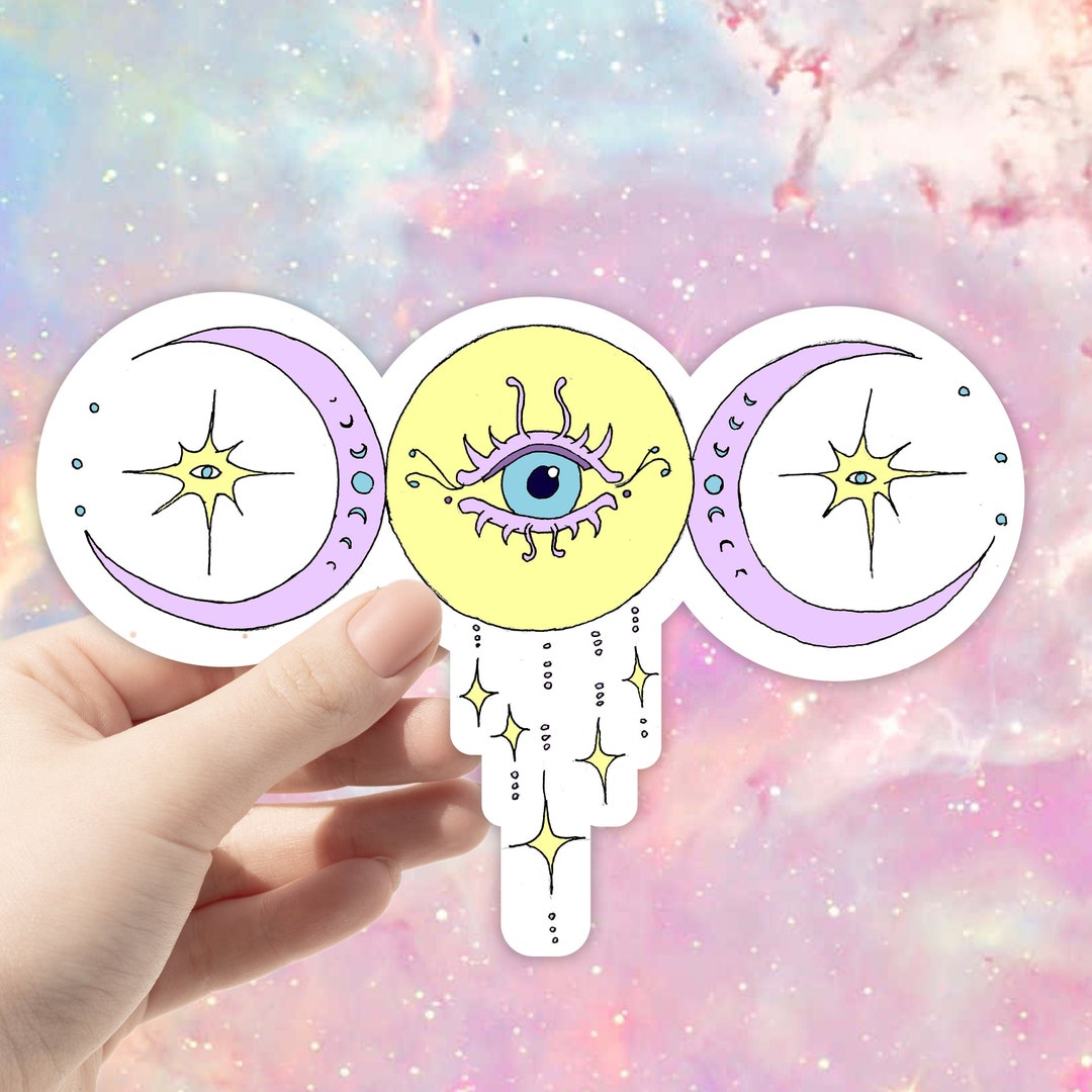Pastel Goth Moon Sticker Small Gift for Witchy Friend Triple Moon Art ...