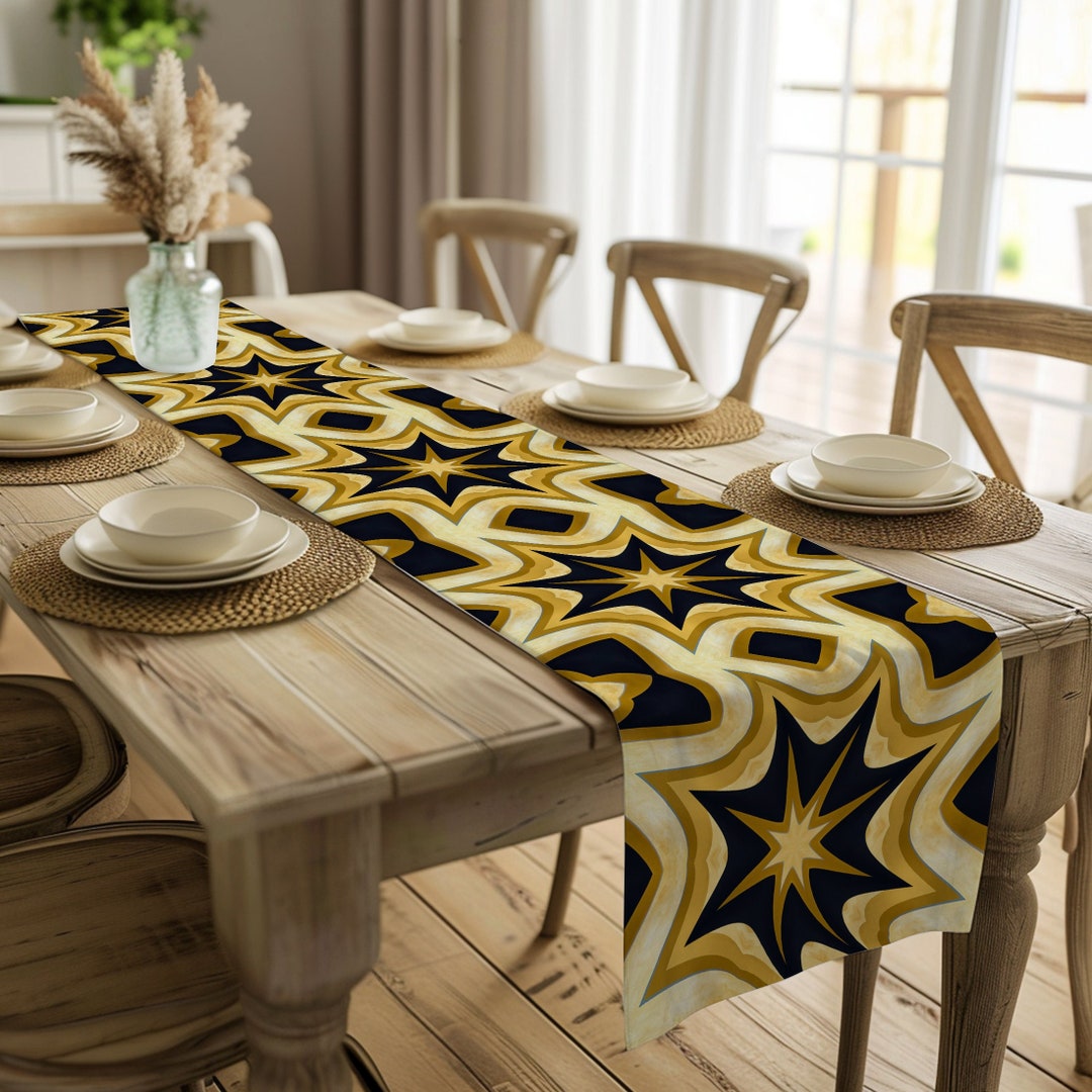 Star Table Runner Dining Room Table Decor Altar Cloth Altar Table Gold ...