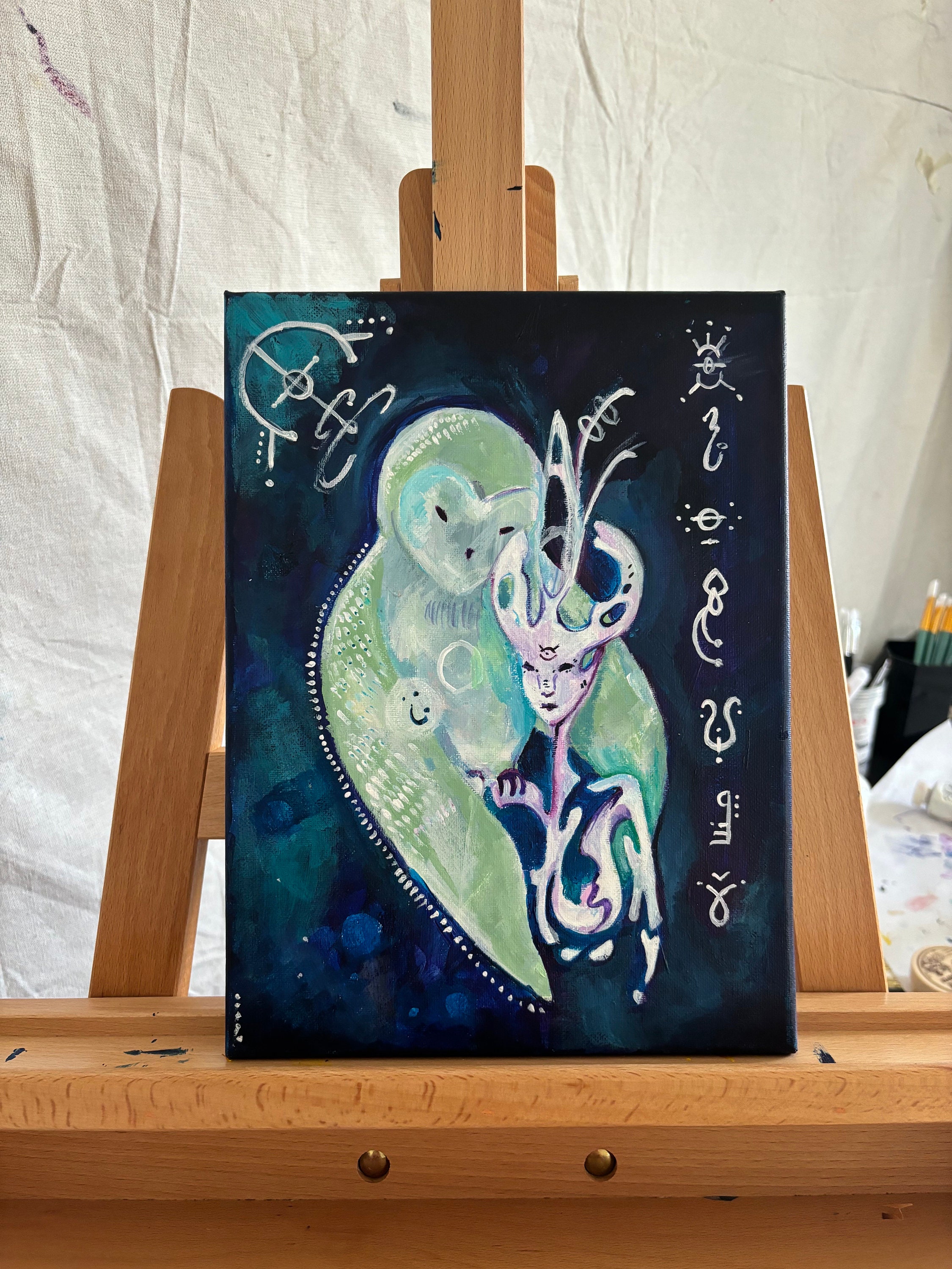 Alien Owl Original Acrylic Painting on Canvas Surreal Owl Wall Art ...