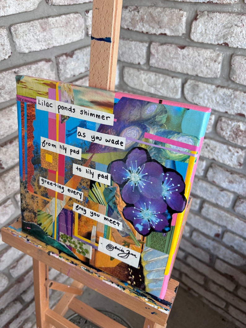 Original Art Poetry Collage on Canvas One of Kind Art Surreal Wall Art ...