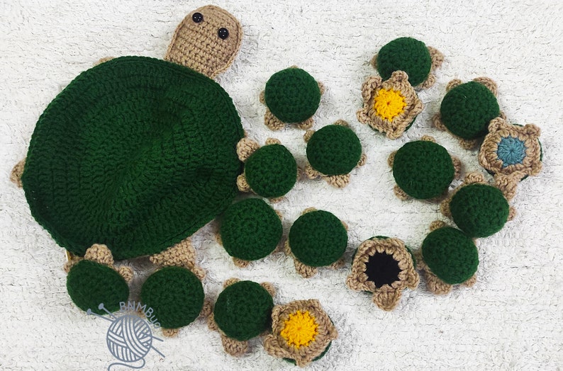 Turtle Crochet Memory Game Physical Item Mom and Baby Turtles - Etsy